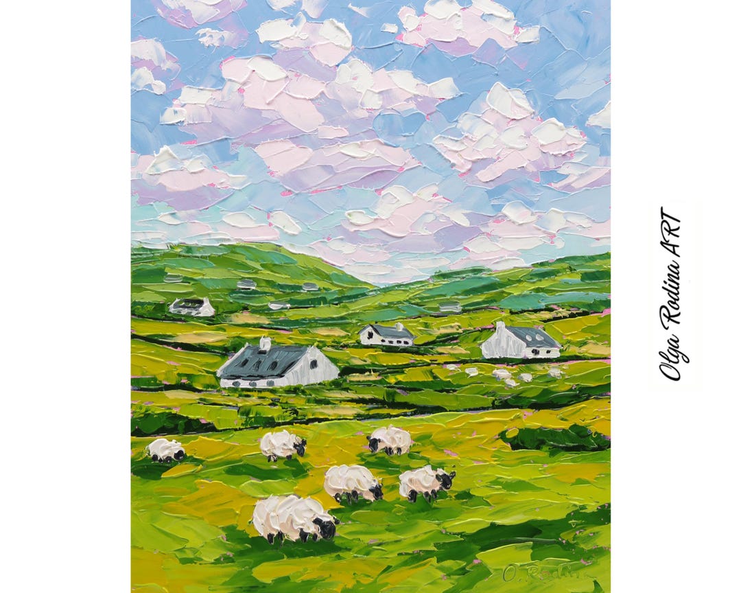 Ireland Oil Painting Irish Countryside Original Art Abstract Landscape ...