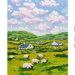 Ireland Oil Painting Irish Countryside Original Art Abstract Landscape ...