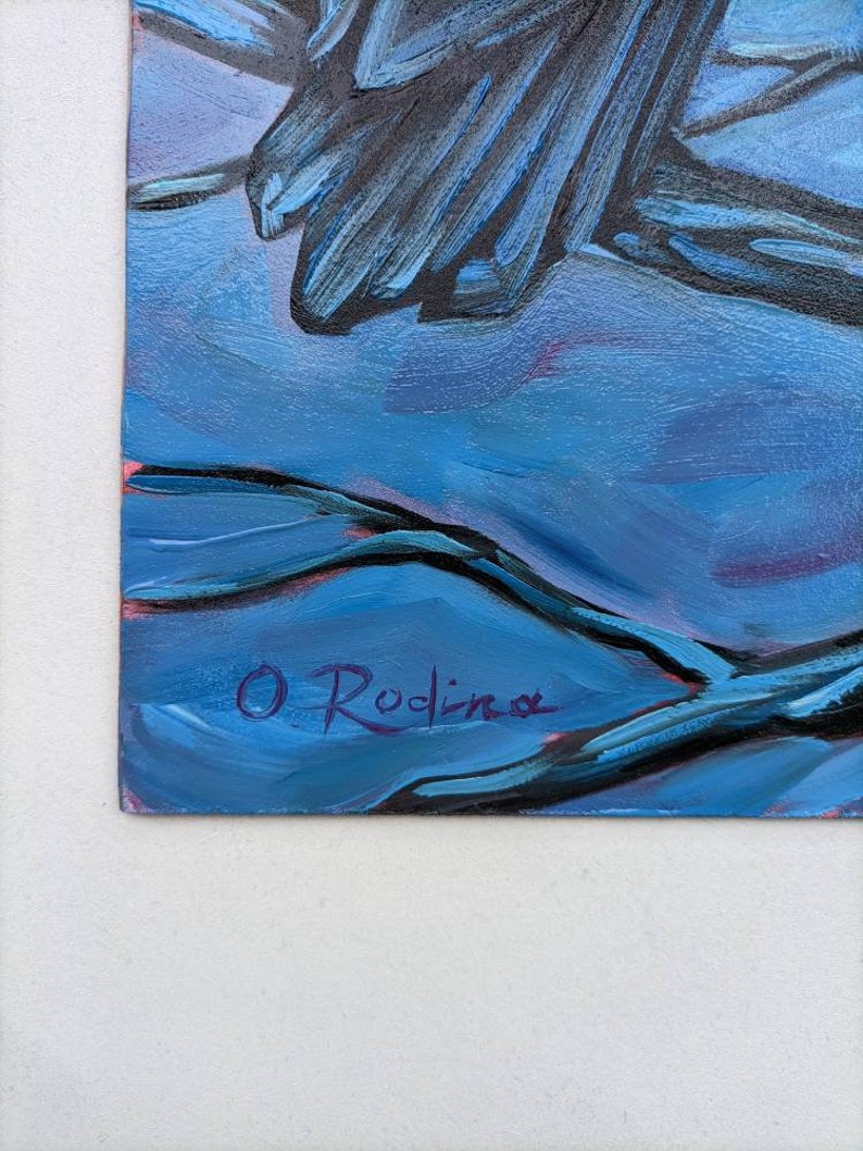 Raven Oil Painting Original on Canvas Two Ravens Art Work - Etsy