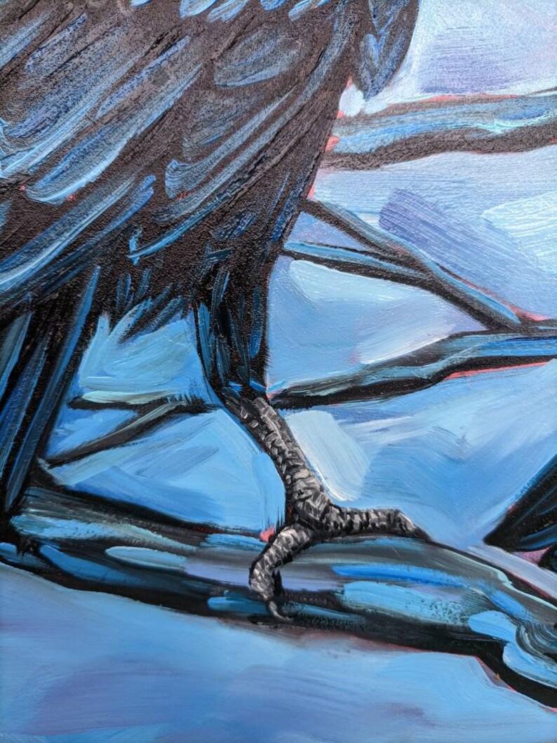 Raven Oil Painting Original on Canvas Two Ravens Art Work - Etsy