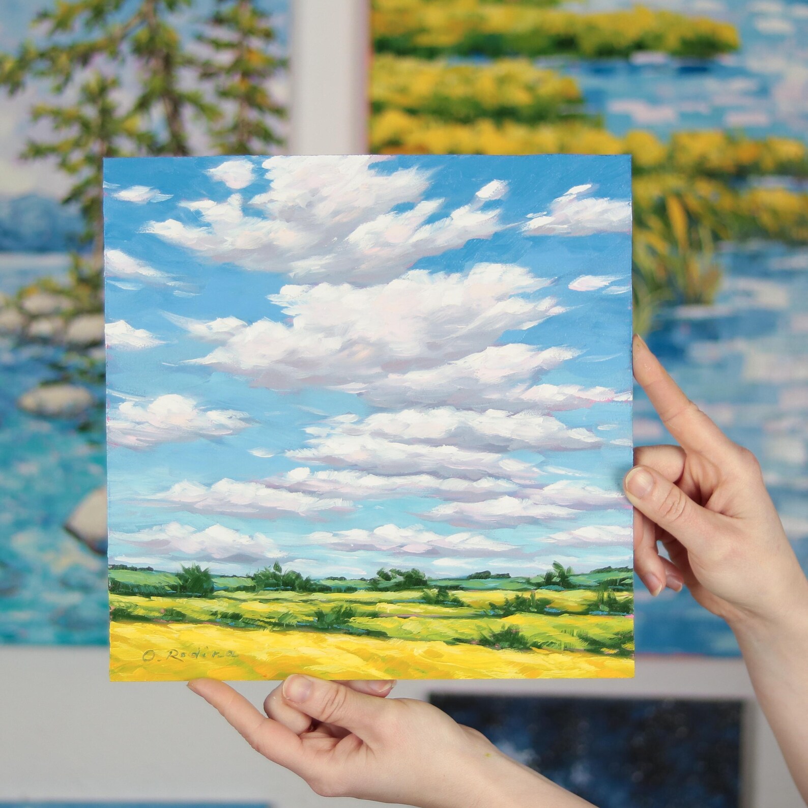 Original Landscape Oil Painting: Midwest Prairie Cloudscape Art - 10x10 ...