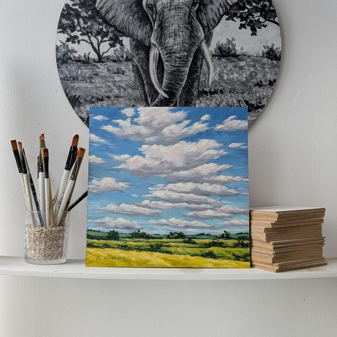 Original Landscape Painting Clouds Prairie Art Midwest Oil Painting ...