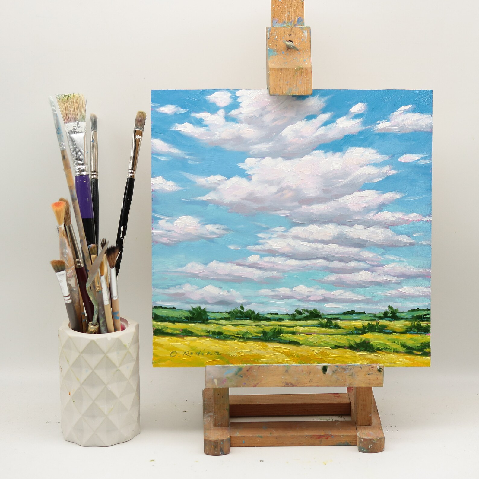 Original Landscape Oil Painting: Midwest Prairie Cloudscape Art - 10x10 ...