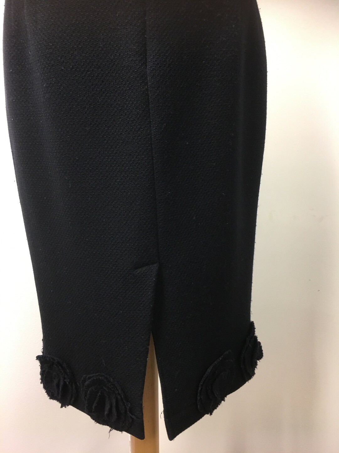 Vintage Black Wool Pencil Skirt With Embellished Hemline | Ladies ...