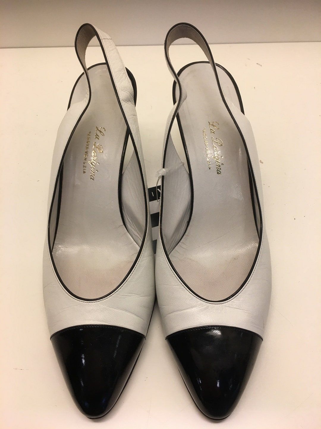 Ladies Vintage 1970's Pumps | Two-tone Black and White Pumps | Sling ...