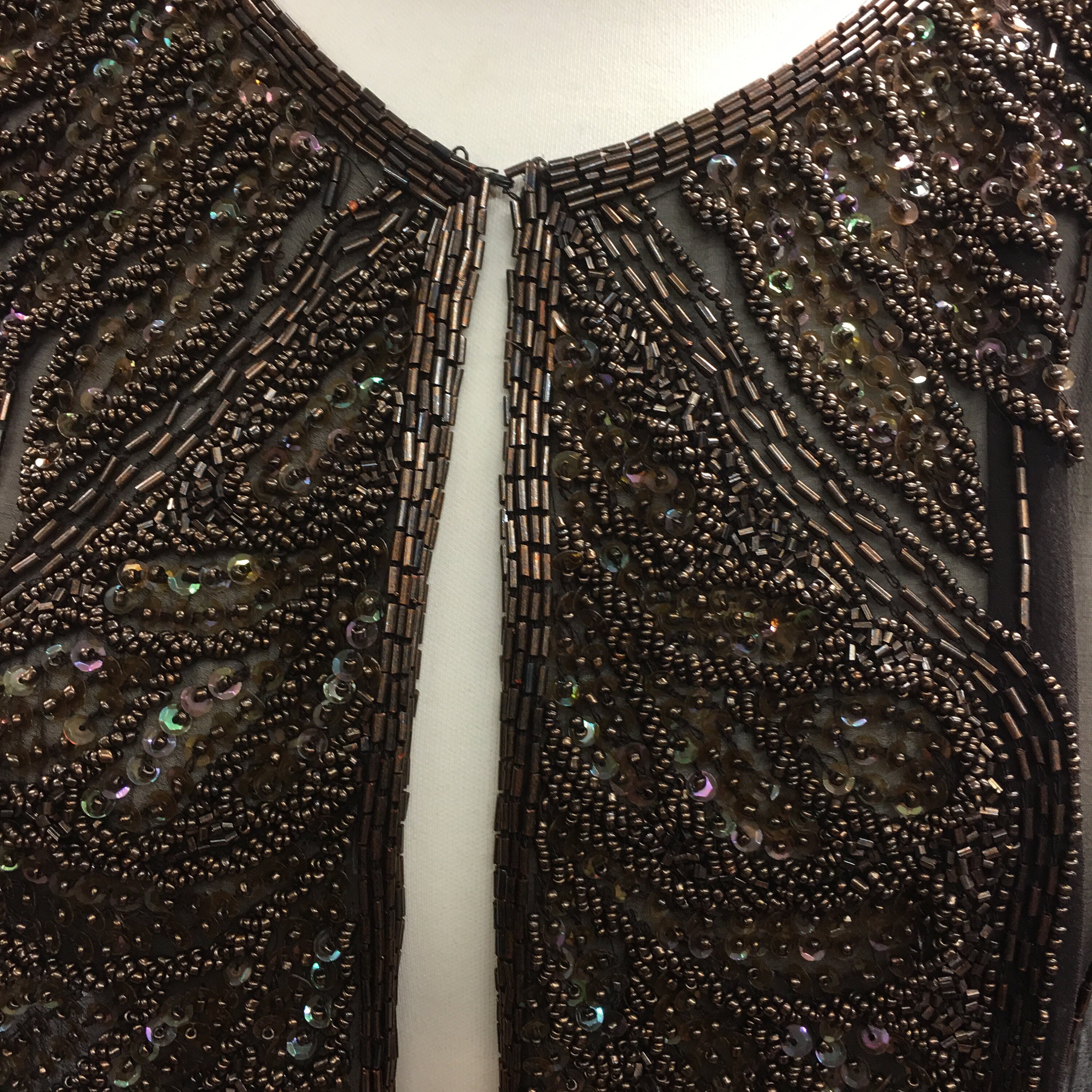 Women's Sequin Jacket Sheer Brown Top, in Silk With Beads and Sequin ...