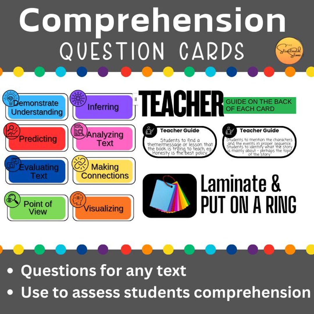 Reading Comprehension Question Cards for Teachers - Etsy