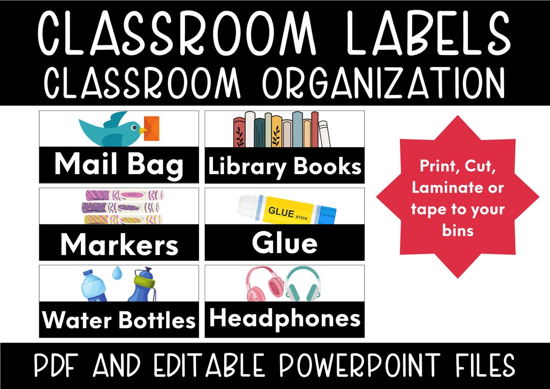 Classroom Bin Labels - PDF/PPTX - Etsy