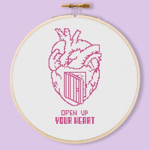 Open up Your Heart Cross-stitch Pattern. Design Handmade Gift. Cute ...