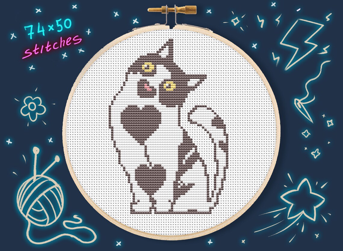 Cat Cross Stitch Pattern | Beginner Friendly (PDF Pattern) - Etsy