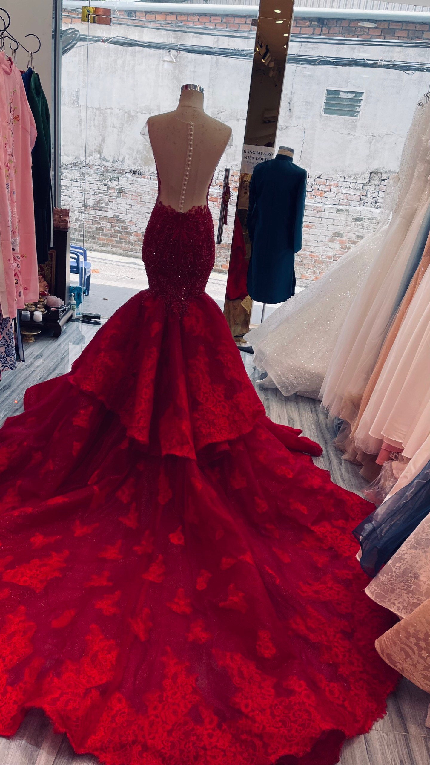 Gorgeous and Sexy Red Mermaid Wedding Dress With off Shoulder - Etsy