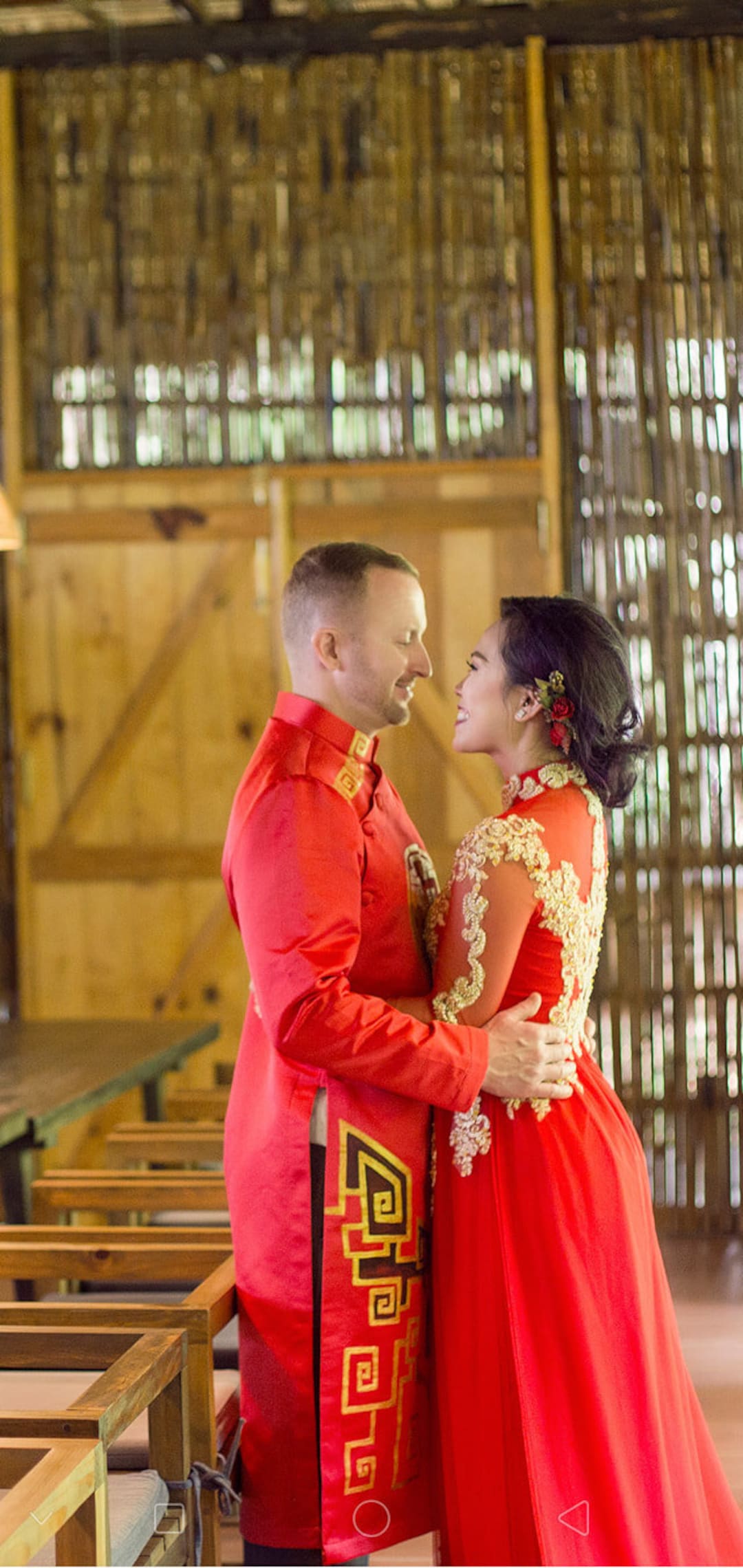 Beautiful Red Vietnamese Wedding Ao Dai for Couples Made to Order ...