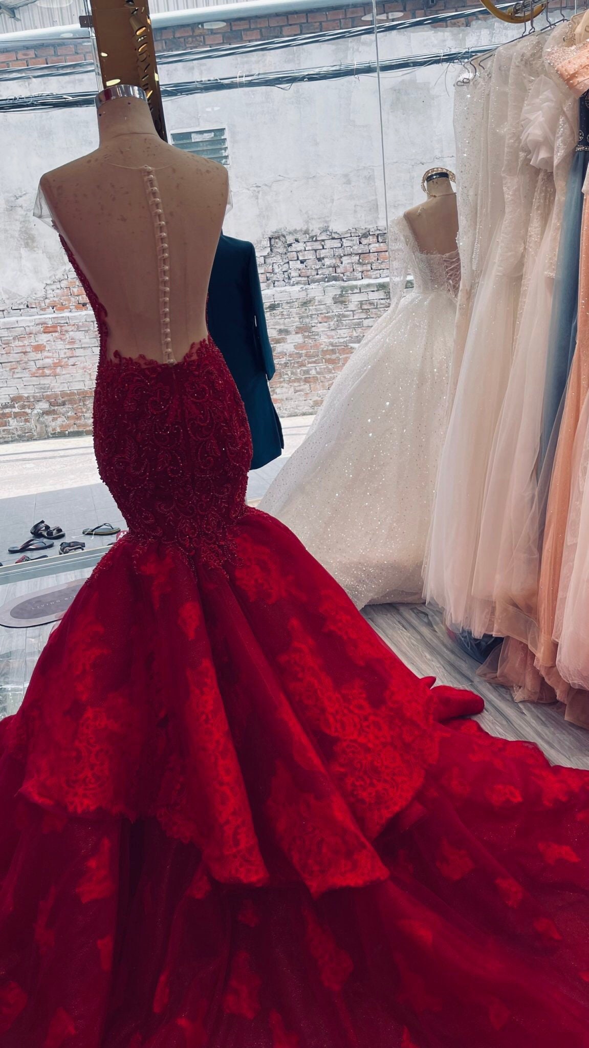 Gorgeous and Sexy Red Mermaid Wedding Dress With off Shoulder - Etsy