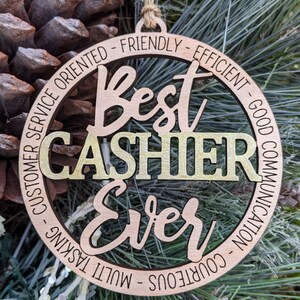 Cashier Appreciation Gift, Best Cashier Ever Ornament, Christmas Gift ...