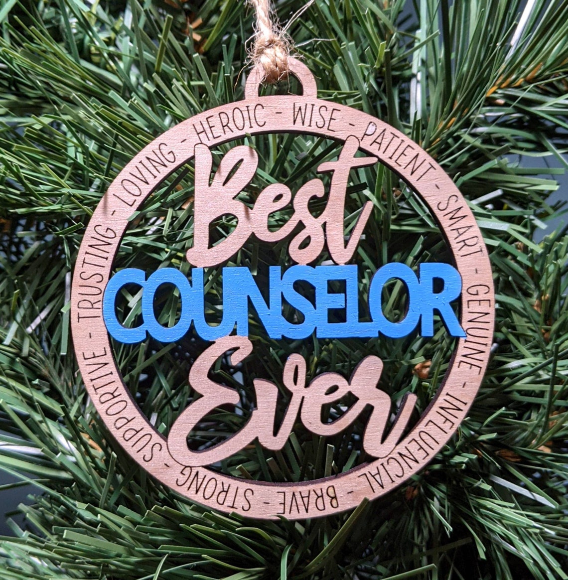 Counselor Appreciation Gift, Best Counselor Ever Ornament, Christmas ...
