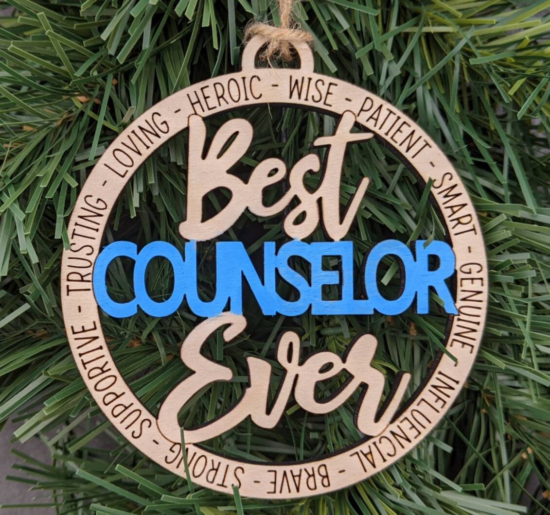 Counselor Appreciation Gift, Best Counselor Ever Ornament, Christmas ...