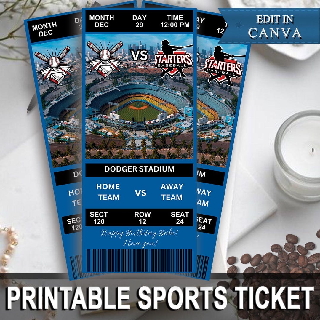 Personalized Baseball Ticket: Custom Sports Souvenir (digital Download ...