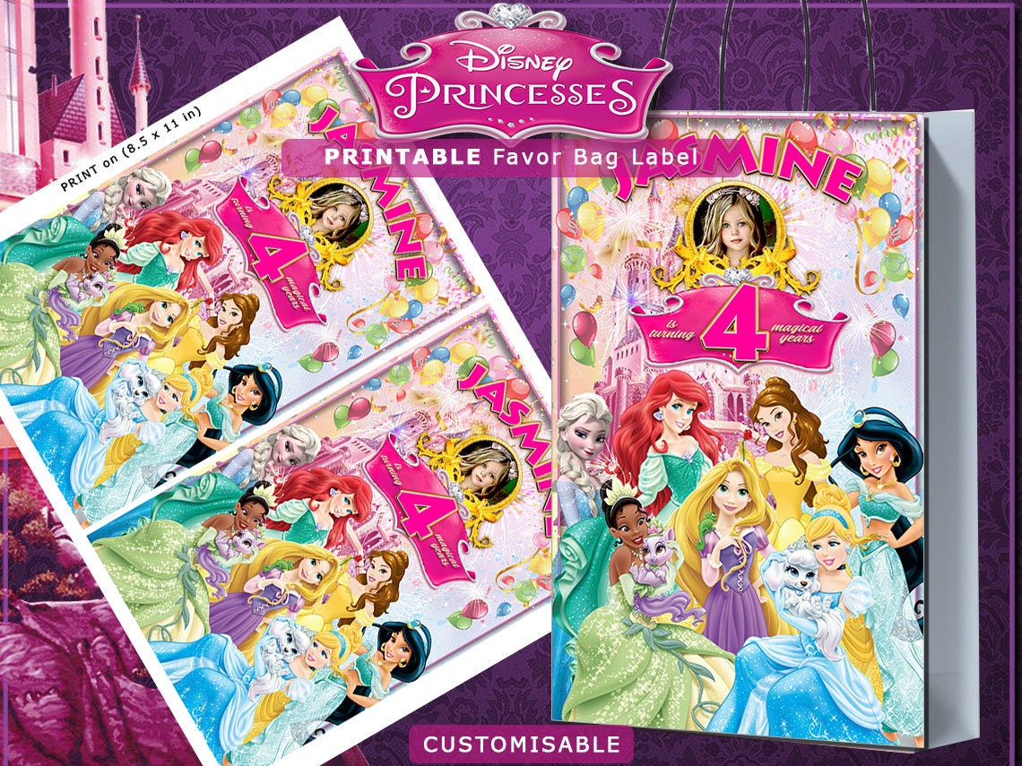 Princess Birthday Party Bundle Customized Labels With Picture - Etsy