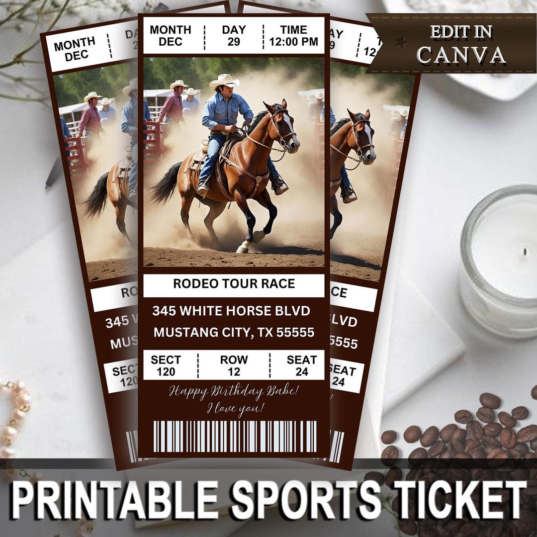 Western Rodeo Ticket Invitation, Western Rodeo Birthday Invitation ...