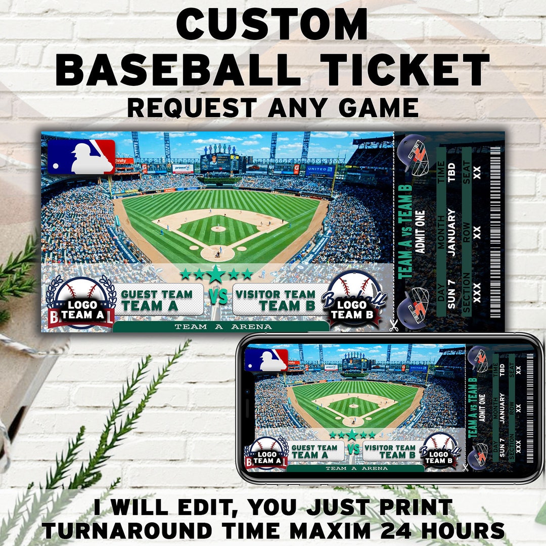 Baseball Game Ticket Gift Souvenir Custom Tickets, Professional Sports ...