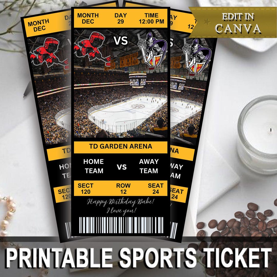 Hockey Game Ticket, Christmas Hockey Ticket, Printable Hockey Ticket ...