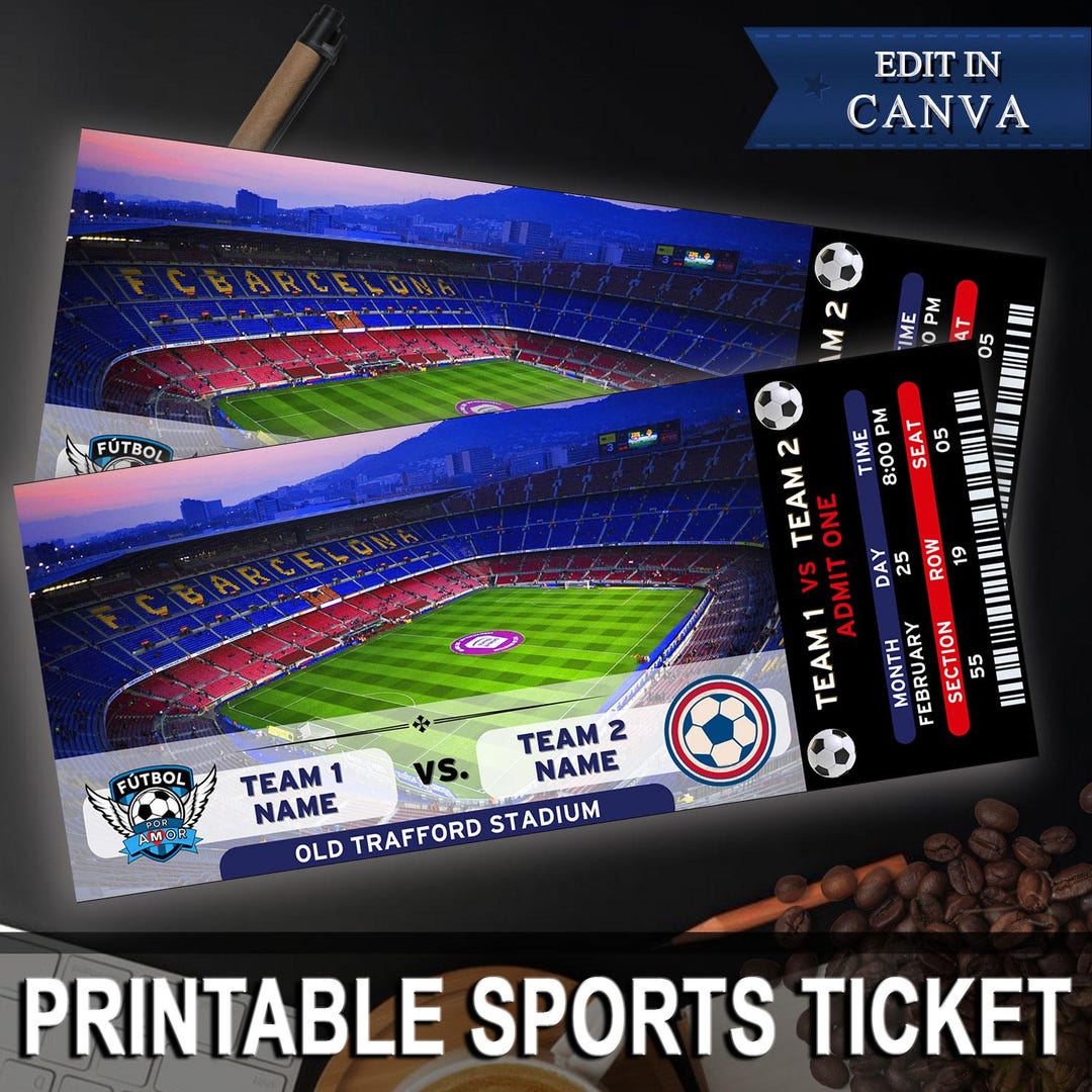 Football Game Ticket, Christmas Sport Ticket, Printable Football Ticket ...