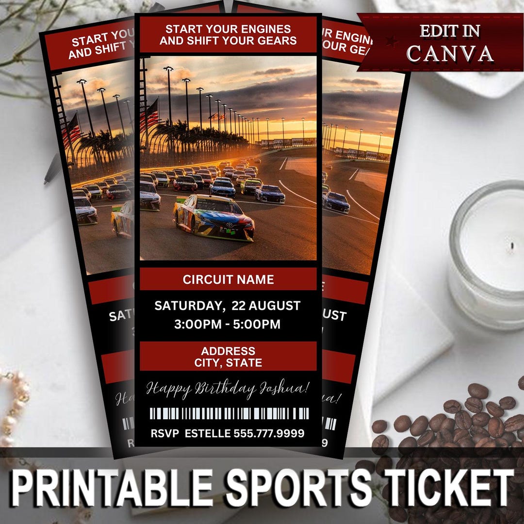 Car Racing Birthday Party Ticket Invitation to Edit Download and Print ...