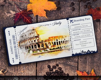 Surprise Rome Trip Ticket, Italy Surprise Boarding Pass, Italy Gift ...