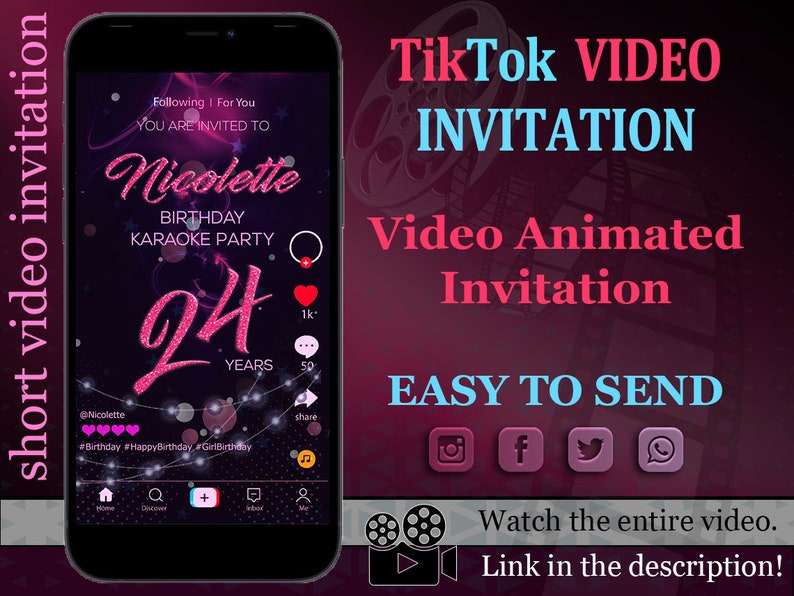 Tiktok Video Invitation Tiktok Invitation Tiktok Birthday - Etsy