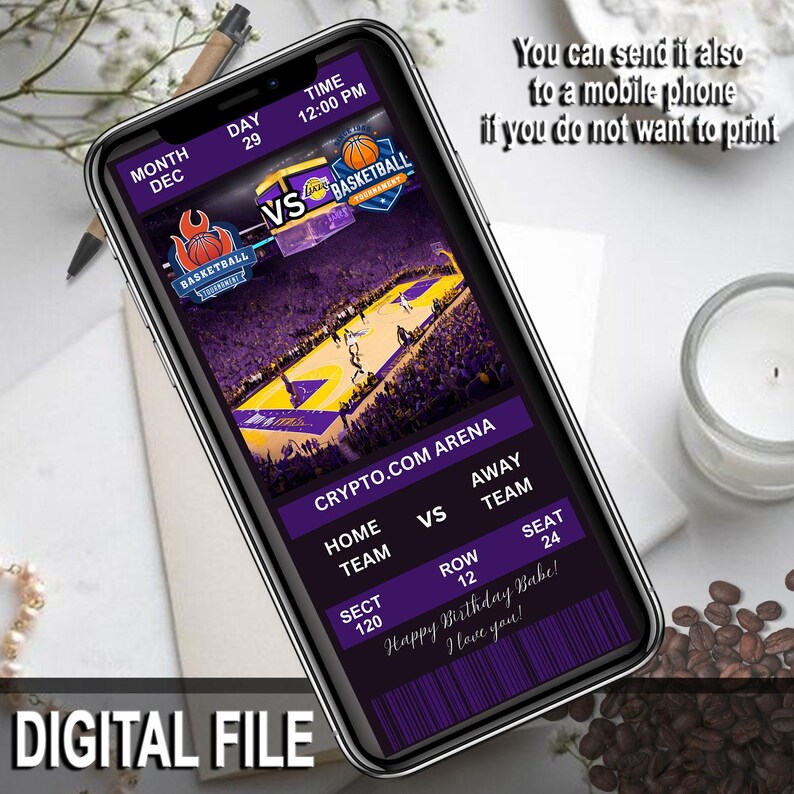 Printable Sports Ticket, Editable Canva Basketball Ticket (digital ...