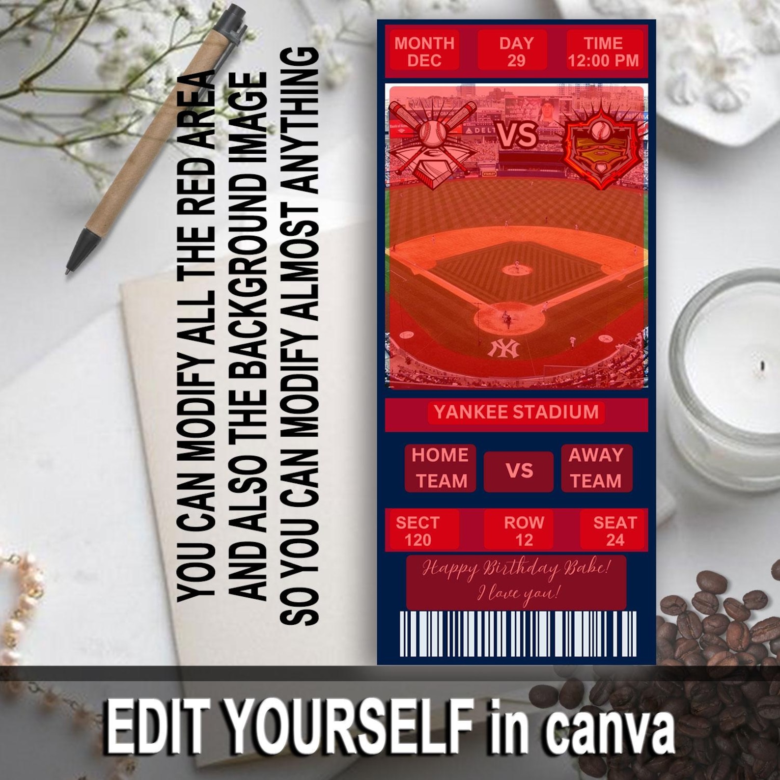 Baseball Game Ticket, Christmas Baseball Ticket, Printable Baseball ...
