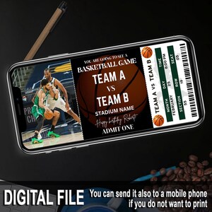 Custom Basketball Game Ticket: Printable, Editable Canva Template - Etsy