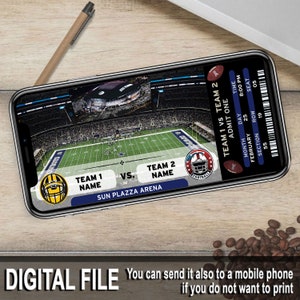Football Game Ticket, Christmas Football Ticket, Printable Football ...