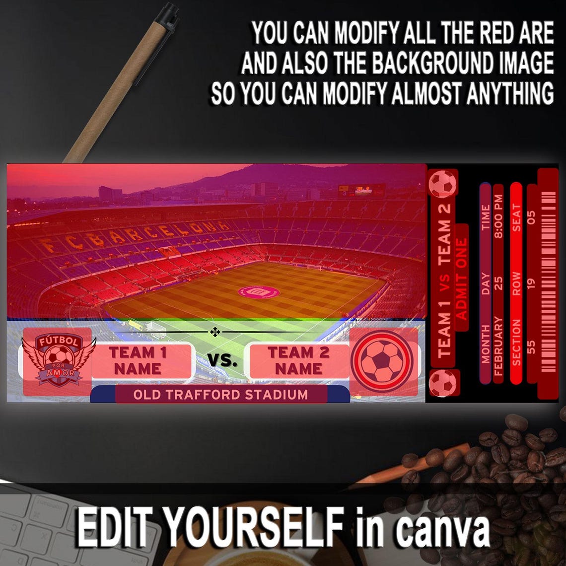 Customizable Football Ticket, Christmas Sport Souvenir (digital ...