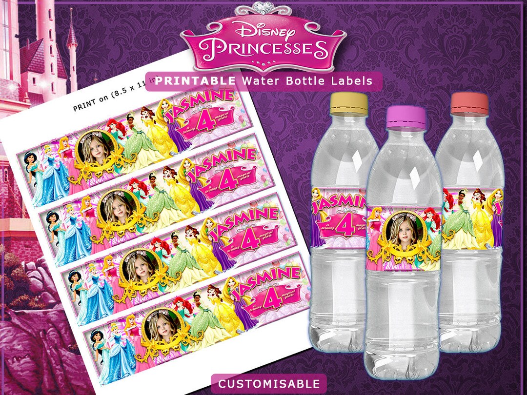 Birthday Water Bottle Labels, Party Water Bottle Labels, Princess Water ...