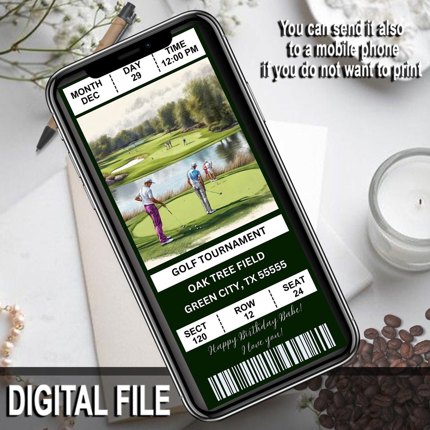 Printable Golf Tour Ticket Template, Surprise Golf Ticket, Golf Tour ...