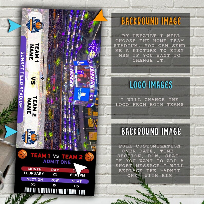 Custom Laminated Basketball Ticket: Surprise Gift Souvenir - Etsy