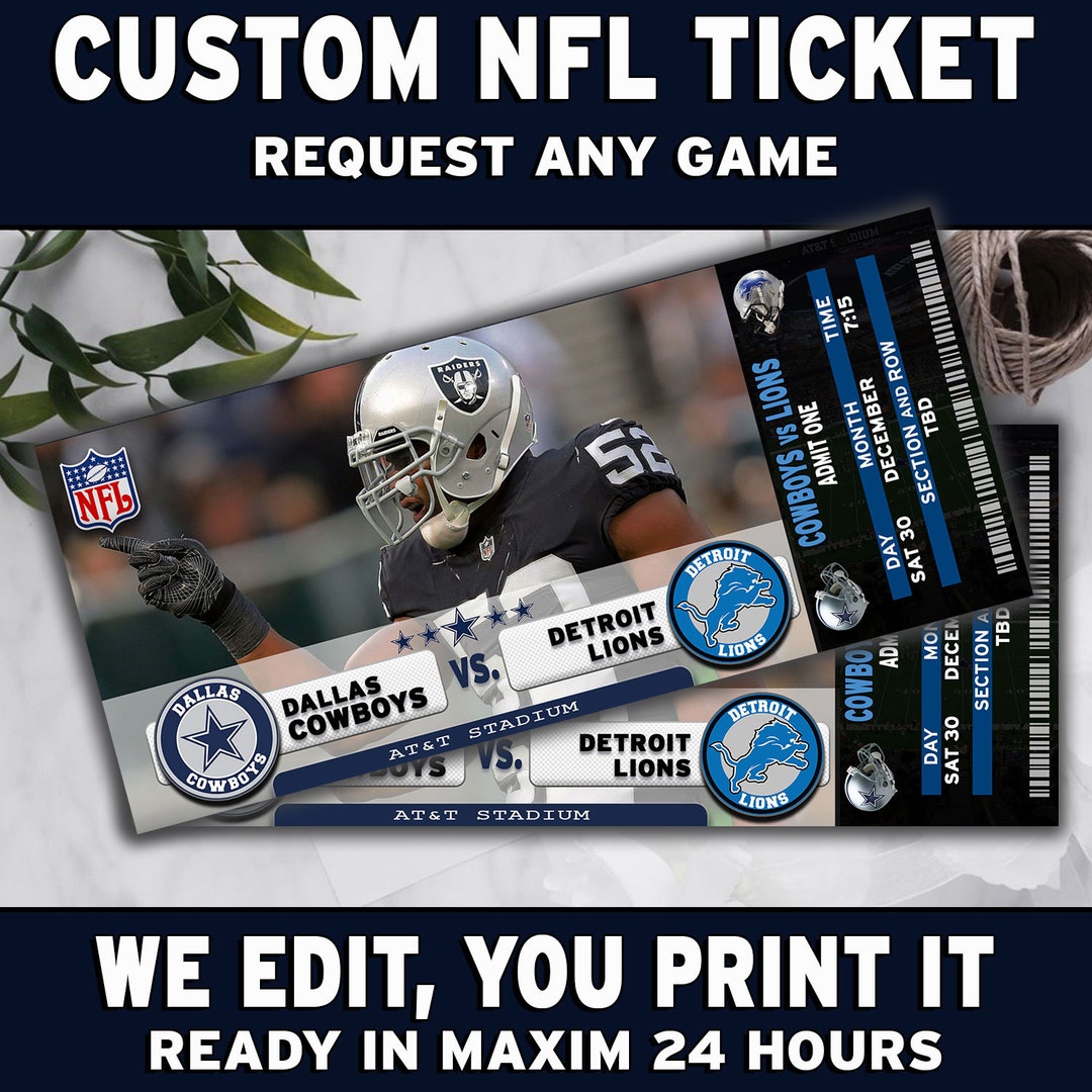 Custom NFL Football Ticket, Soccer Baseball Basketball Hockey Tickets ...