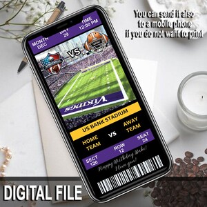 Personalized Football Ticket Custom Sports Game Ticket Printable ...