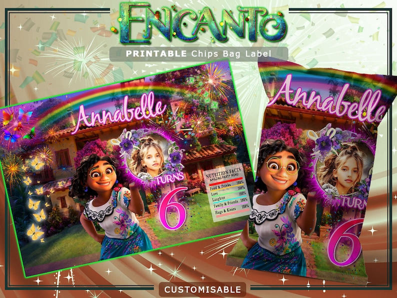 Encanto Birthday Party Chip Bag Label: Personalized Printable (JPG File ...