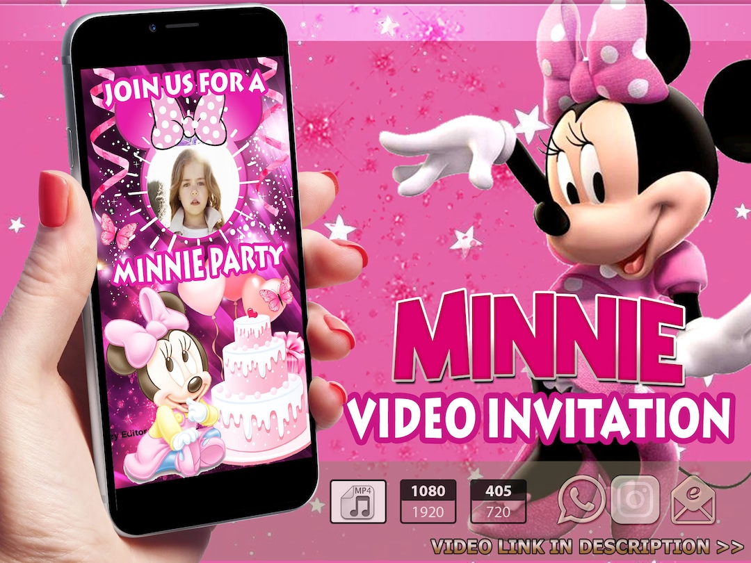 Minnie Mouse Video Invitation, Minnie Mouse Invitation, Minnie Mouse ...