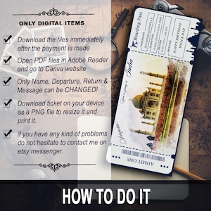 Printable Boarding Pass Ticket India Asia, Surprise India Trip Ticket ...