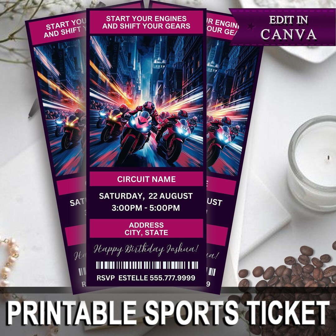 Editable Moto GP Ticket Template, Grand Prix Invitation, Moto GP Race ...