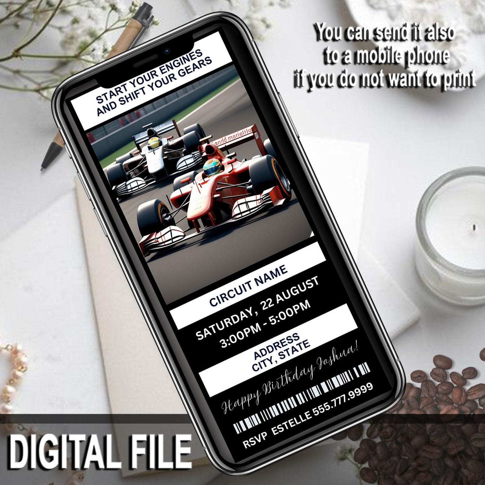 Formula 1 Ticket Template: Custom Printable Race Souvenir (digital ...