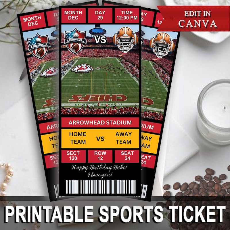 Nfl Ticket Template Nfl - Etsy