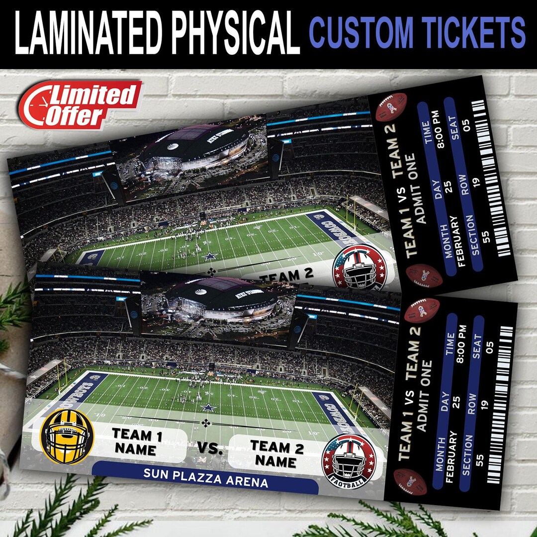 Personalized Laminated Football Ticket Keepsake, Custom Event Gift ...