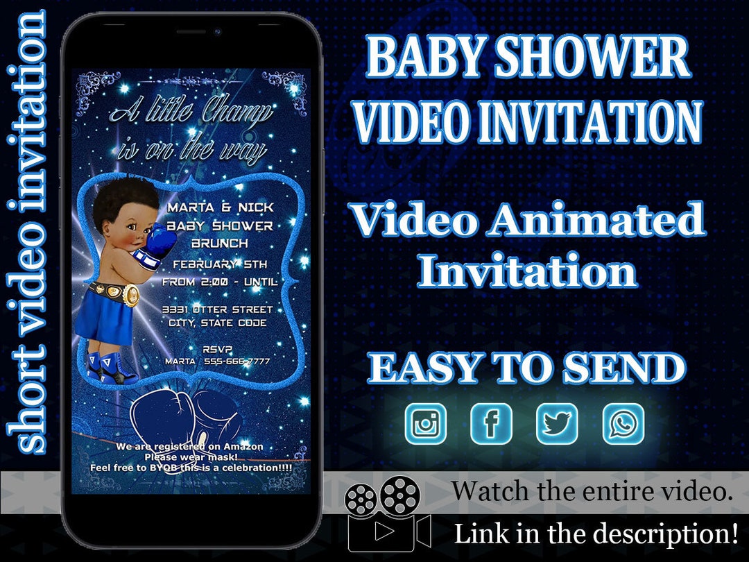 Baby Champ Shower Video Animated Invitation, Baby Shower Invitation - Etsy