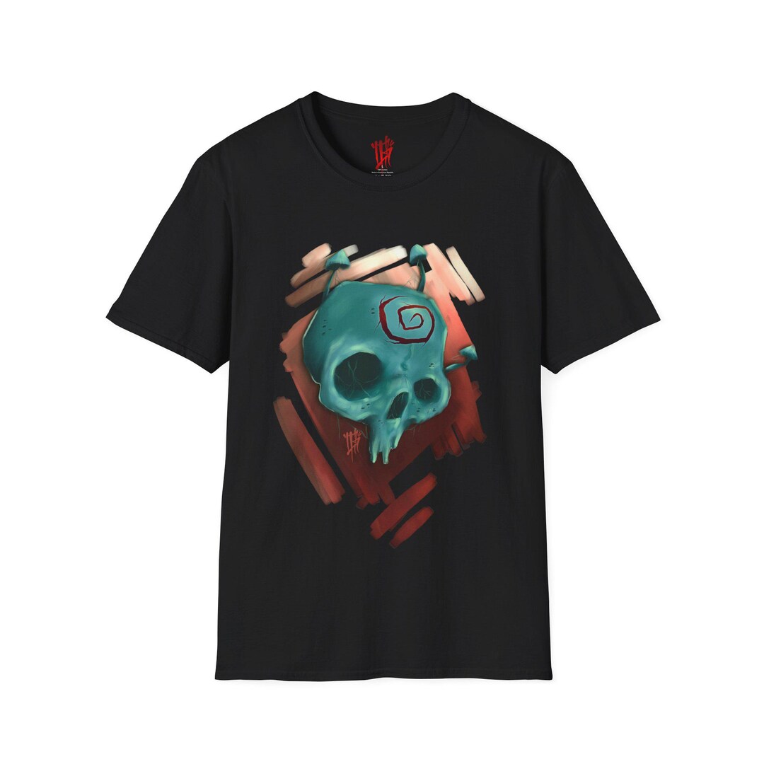 Twisted Fungus Skull Red Spiral Teal Maroon Unisex Softstyle T-shirt ...