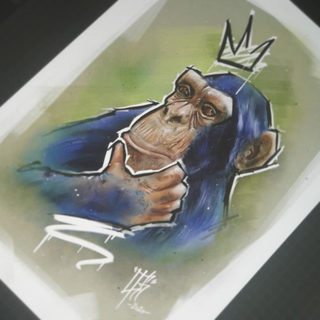 A4 Chimp King Art Print: Fun Cartoon Animal Wall Decor - Etsy