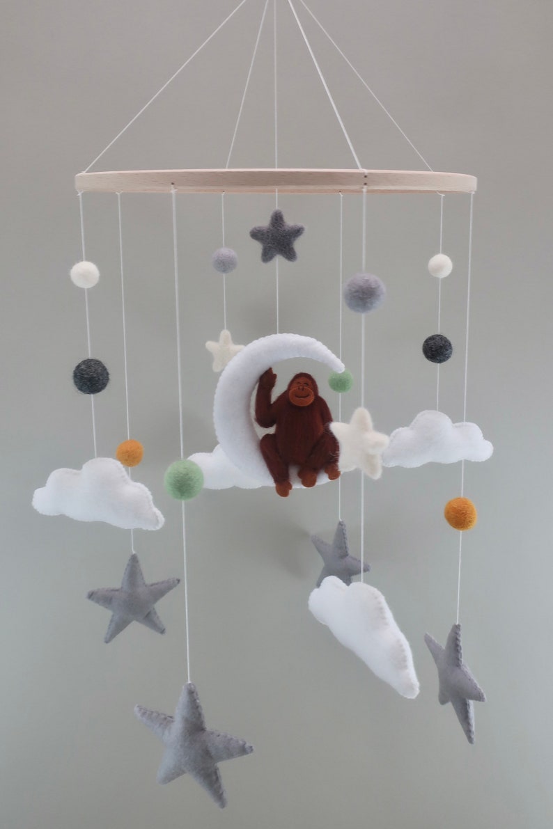 Moon and Stars Personalised Baby Mobile Neutral Tones | Etsy UK